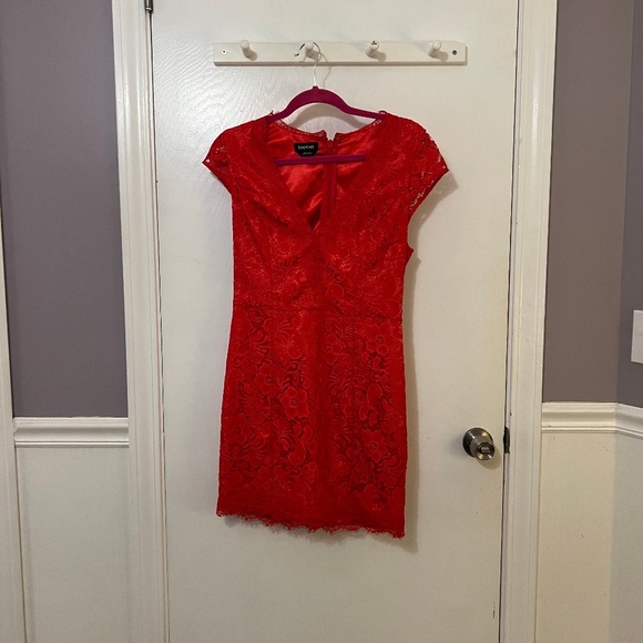 bebe | Dresses | Bebe Red Lace Mini Dress | Poshmark